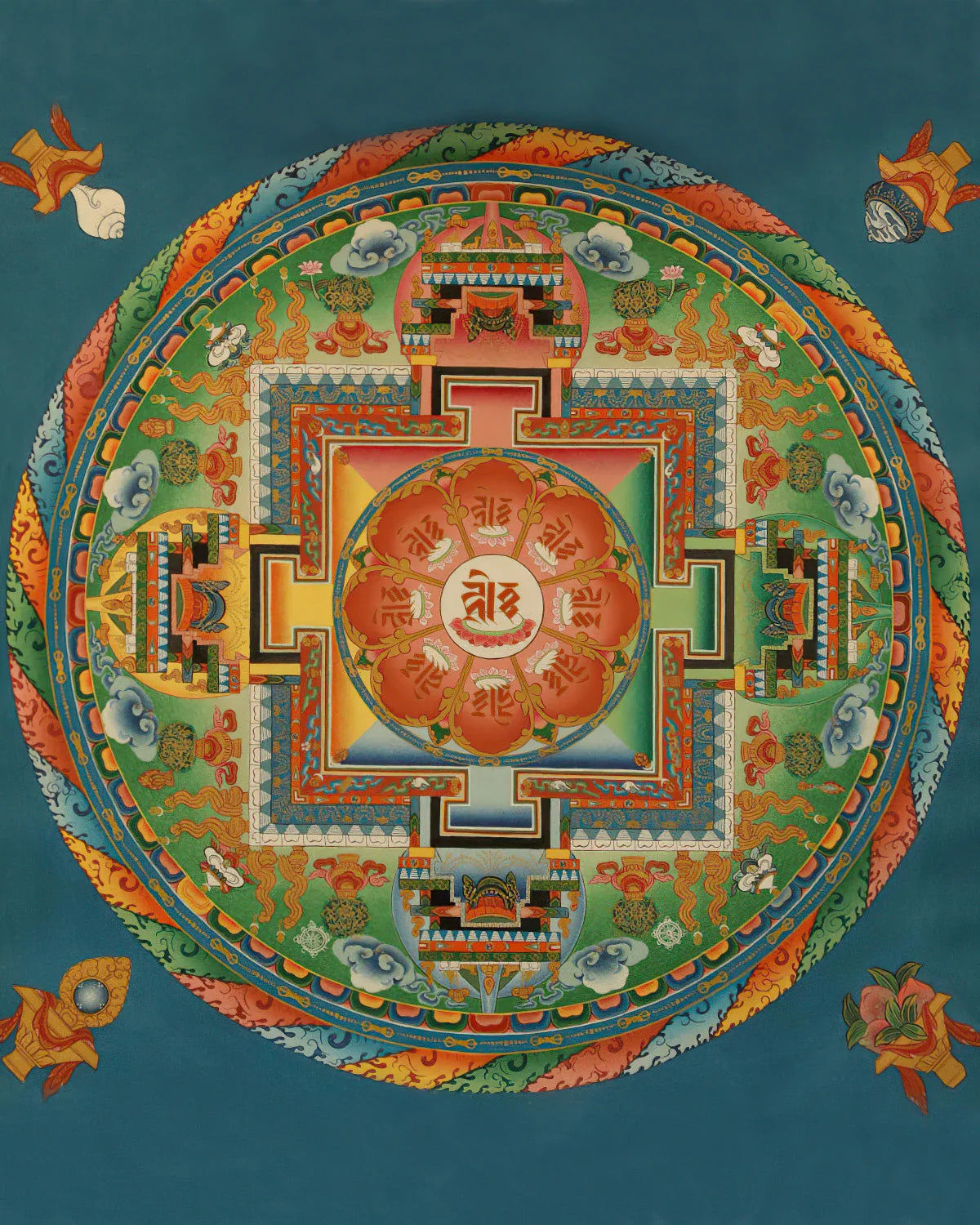 Amitayus Mandala Tibetan Thangka Painting, Buddhist & Traditional Art ...